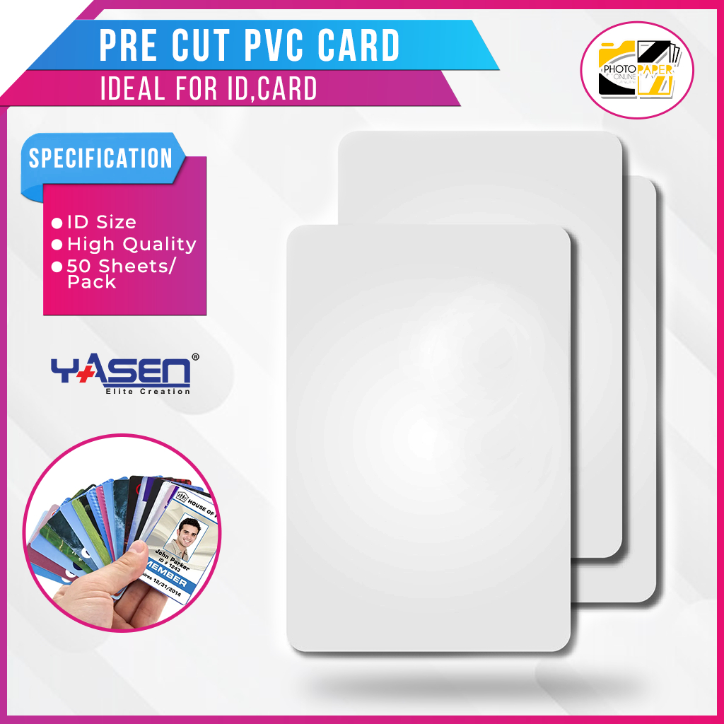 Printable Pre Cut PVC Cards ID Size (50 Sheets) Yasen Brand | Shopee ...