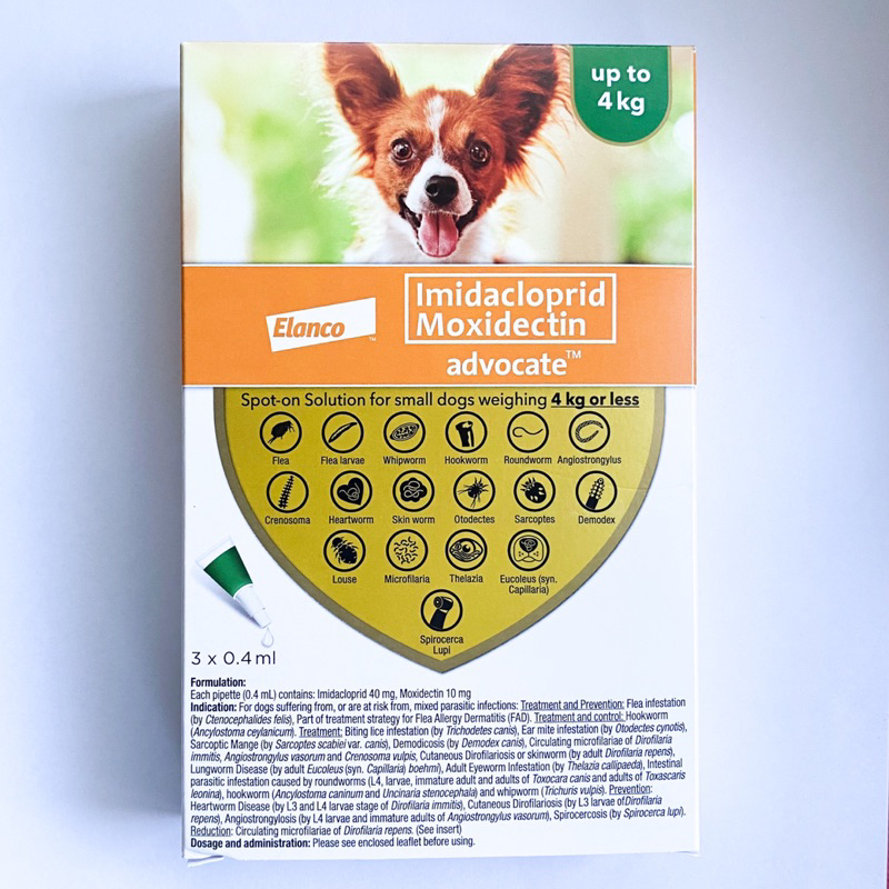Advocate Spot-on Solution for Dogs Up To 4kg Anti-tick Flea Dewormer ...