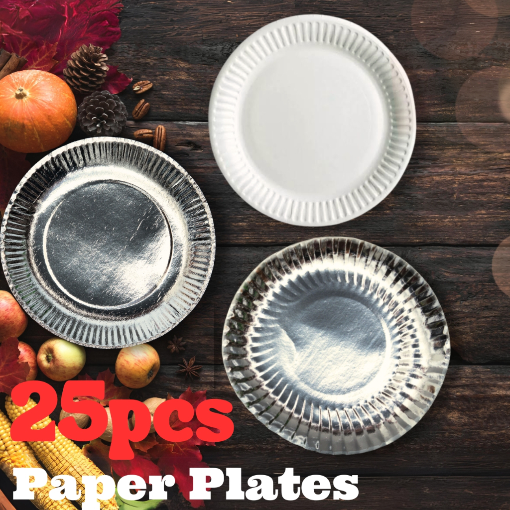 Paper plates Silver Laminated 9 Inches 25pcs | Shopee Philippines