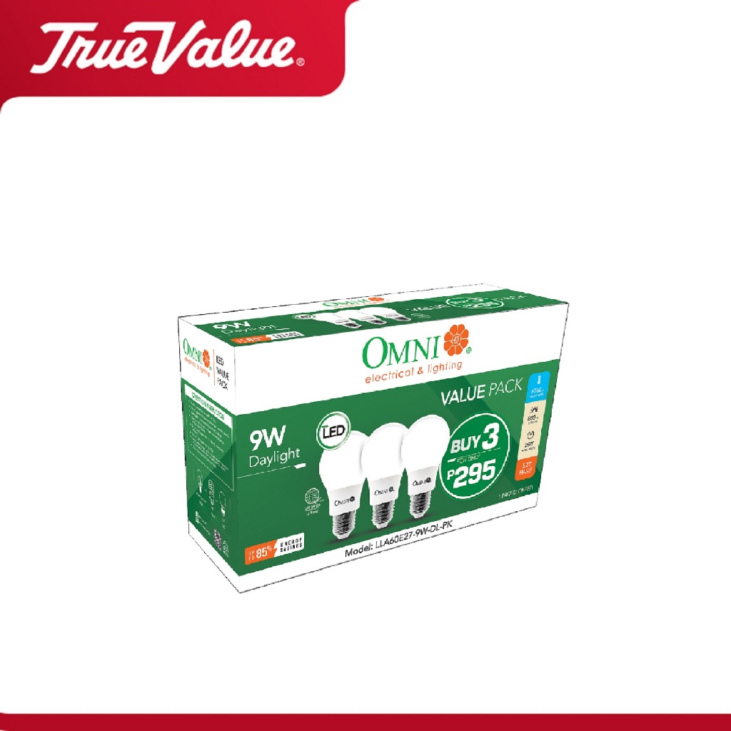 Omni LED Lite 9-Watts Daylight 3pcs (LLA60E27) | Shopee Philippines