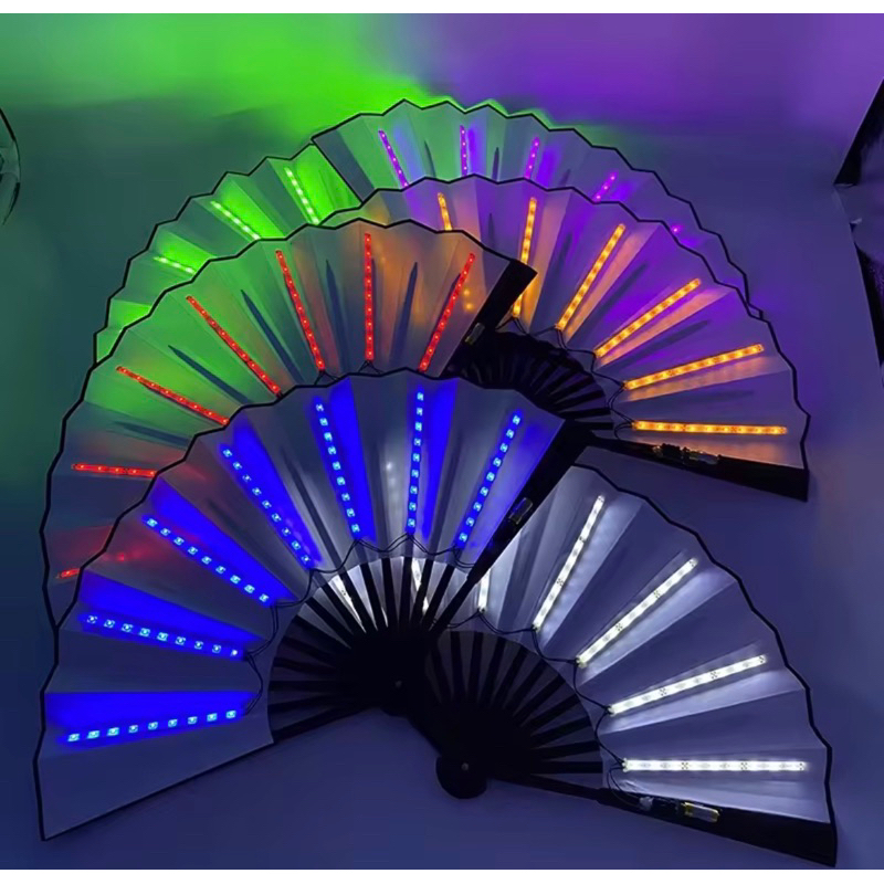 Karabao LED Folding Foldable Fan with FREE Battery Rave Parties Glowing ...