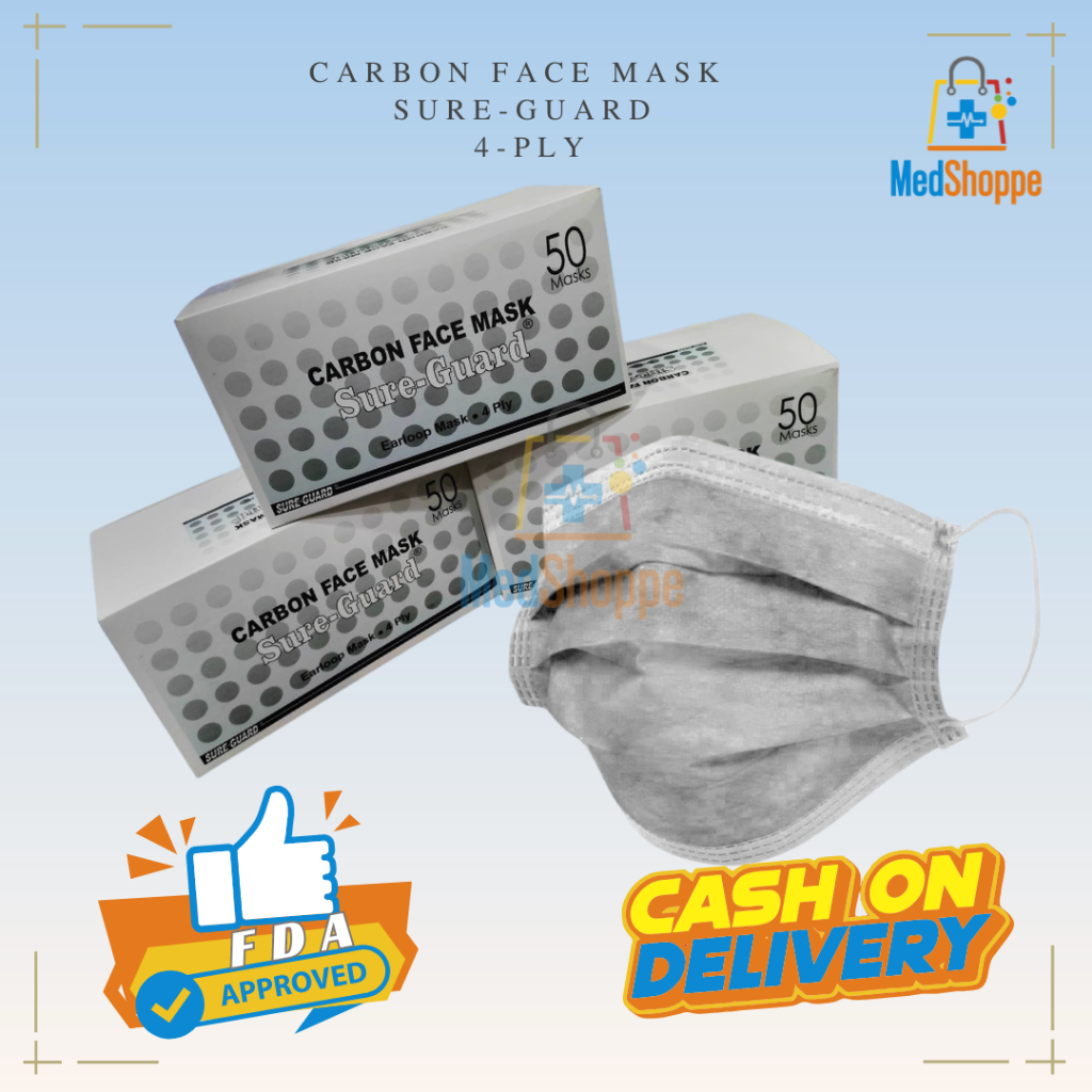 SURE-GUARD CARBON FACE MASK 4-Ply | Shopee Philippines