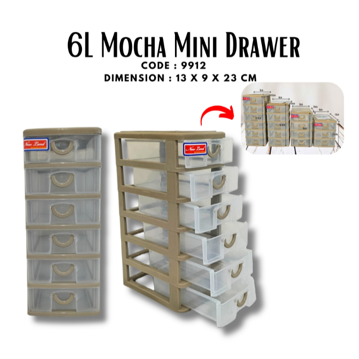 LINLAN NEW COD 9912 MINI DRAWER MOCHA COLOR 3L/5L/6L AESTHETIC DESIGN ...