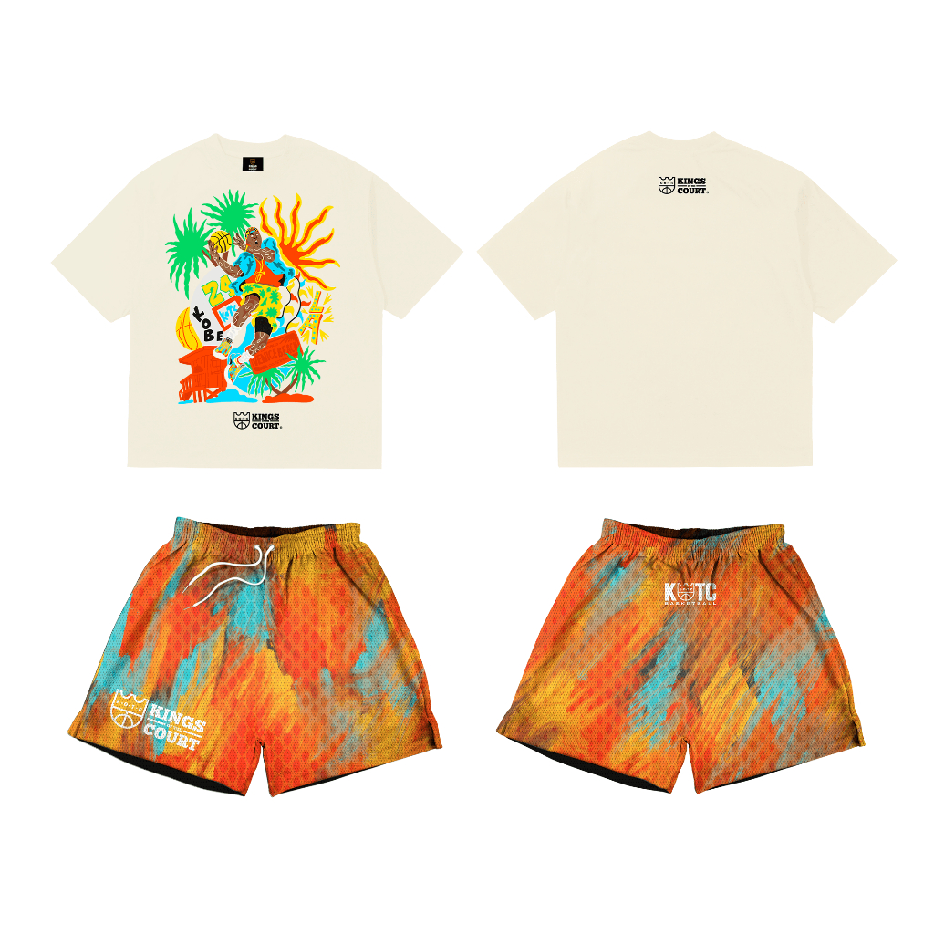 KOTC Kobe 8 Protro “Venice Beach” T-Shirt in Sail & Mesh Shorts in ...