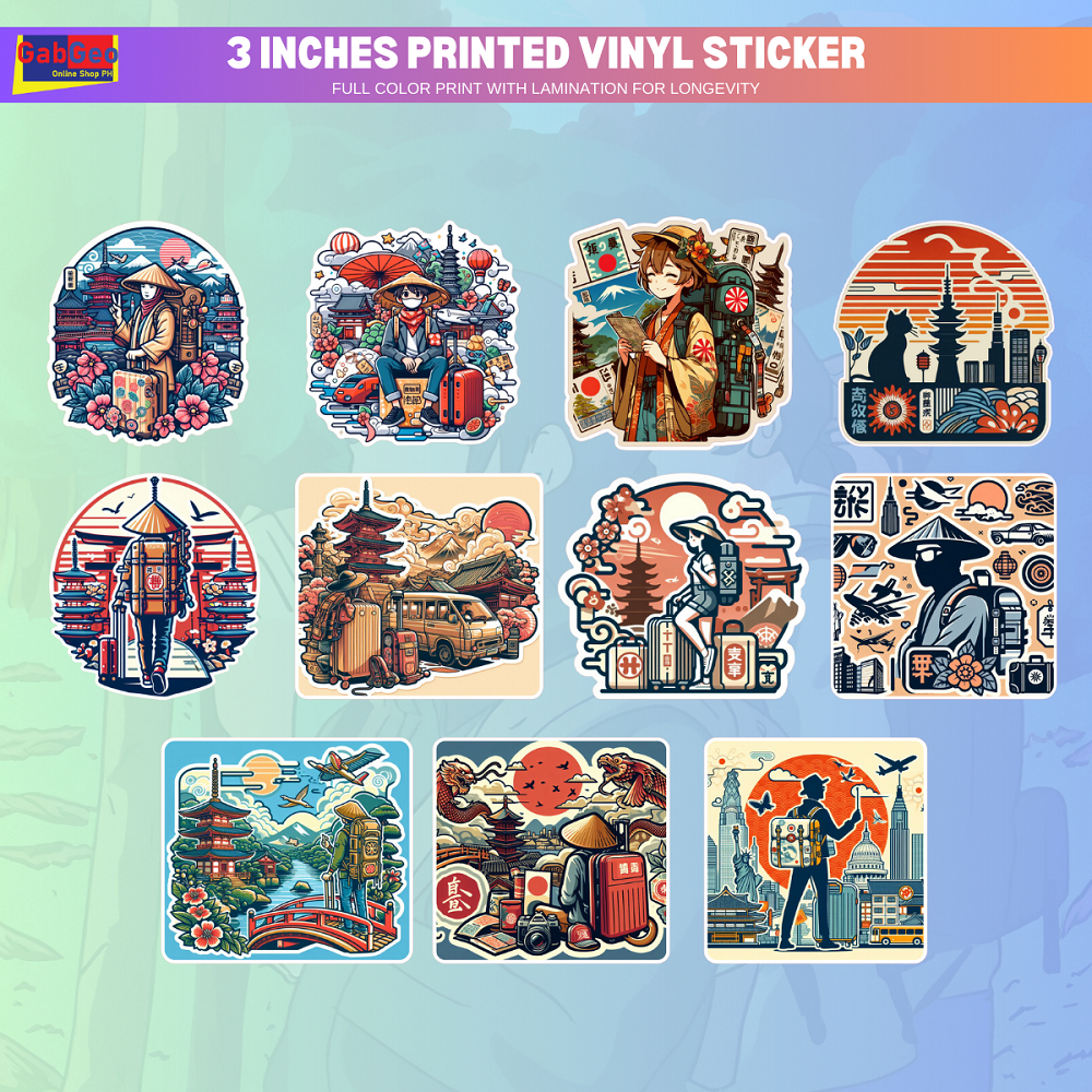 Japan Traveler Tourist Laminated Waterproof Vinyl Sticker For Car ...