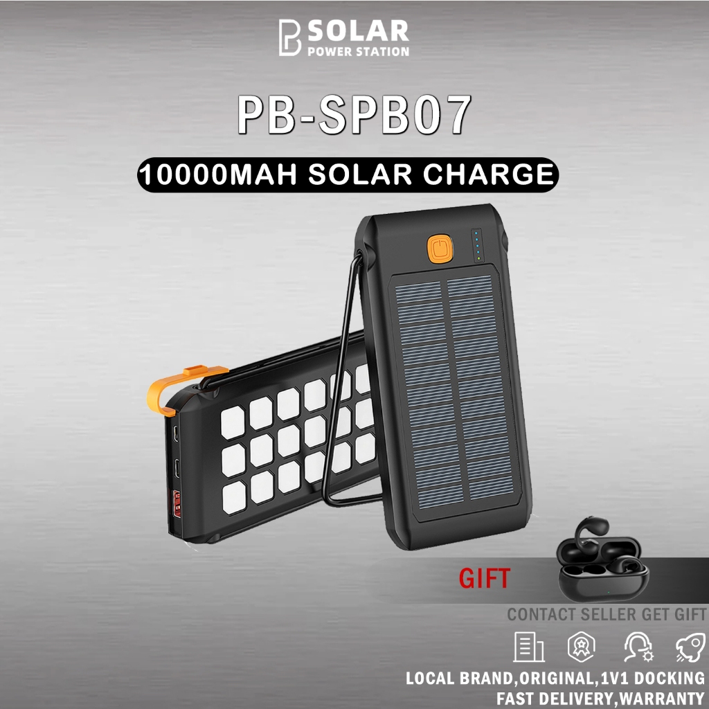 PB Solar power bank SPB07 10000mAh PD 20W PowerBank Type C LED portable ...