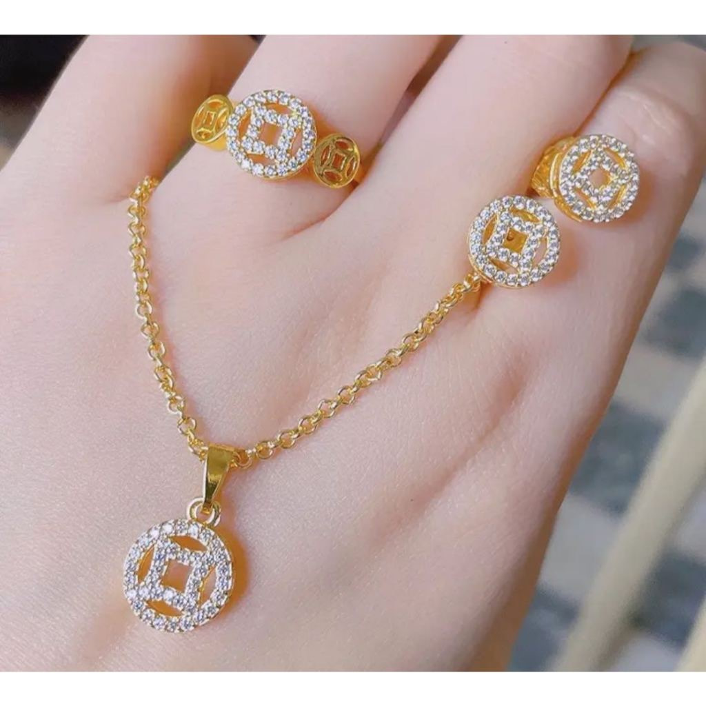 LS fashion jewelry high quality 24k gold plated bangkok gold 3in1 set ...