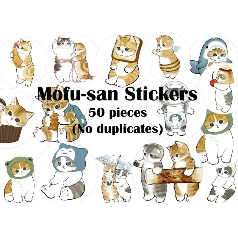 50pcs Mofu-san Cat Cute Matte Stickers Decals for Journal DIY Luggage ...