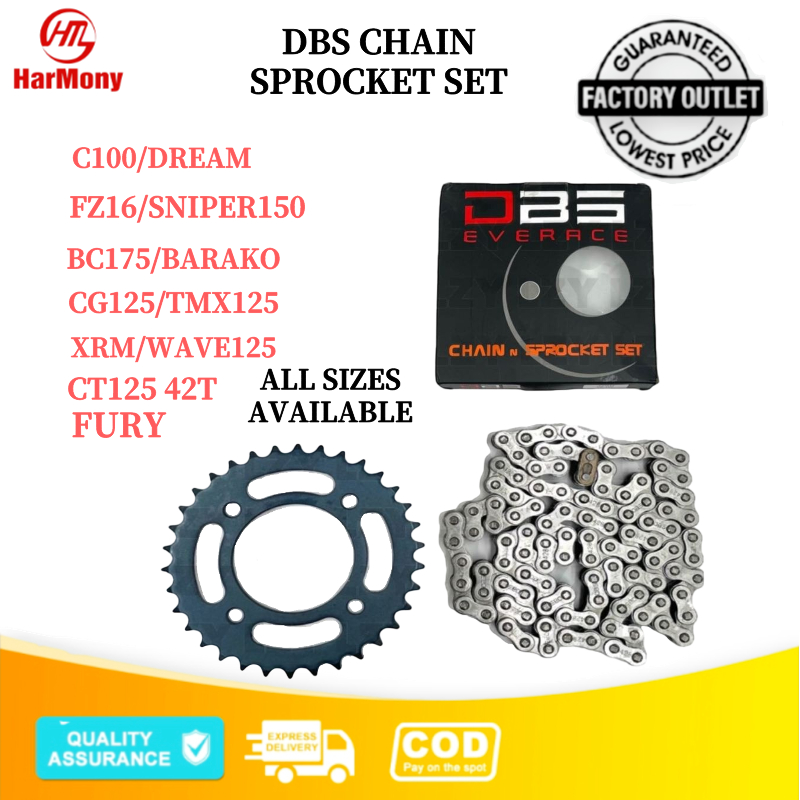 DBS Sprocket Chain Set Motorcycles TMX XRM WAVE RAIDER SMASH BAJAJ CT100 FURY SNIPER 150 DREAM ...