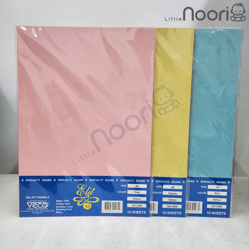 Veco Elit Vellum Board Paper A4 Pink Canary Blue | Shopee Philippines