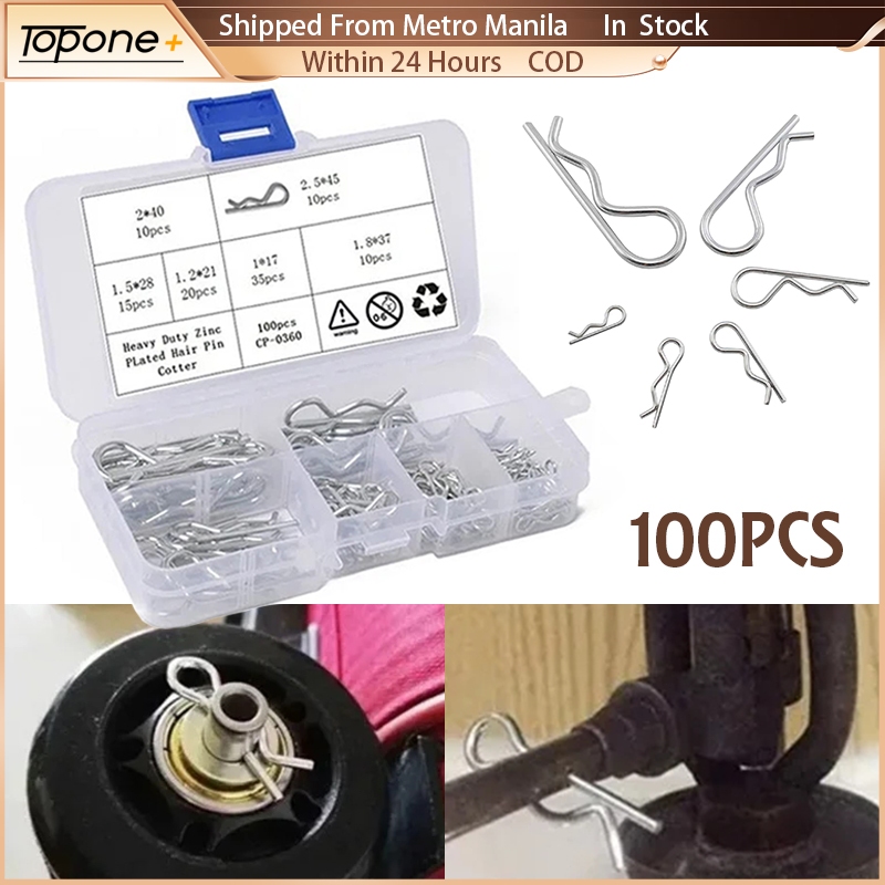 100pcs R Type Pin Spring Cotter Pin Wave Latch Bolt Locking Pin Split ...