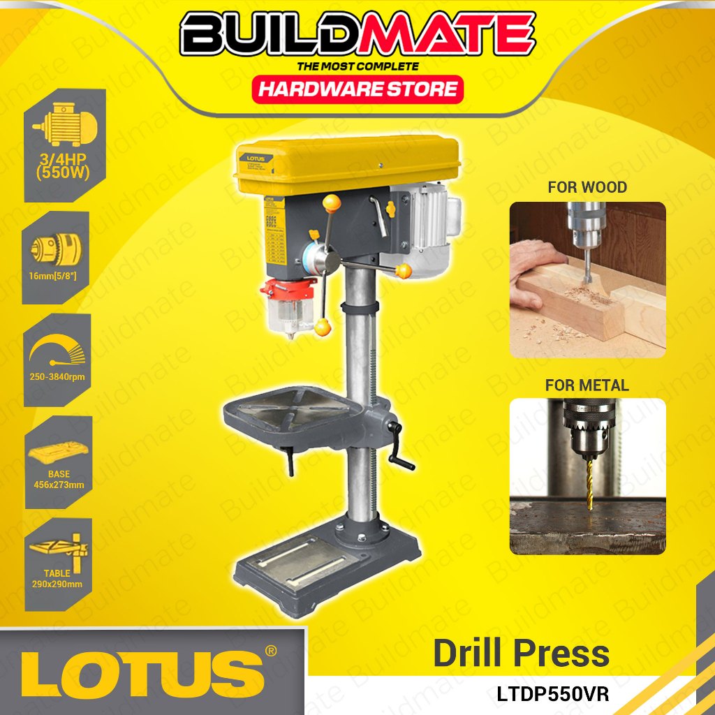 BUILDMATE Lotus 3/4HP 550W Drill Press Stand Table Drilling Machine Cast Iron LTDP550 LTDP550VR ...