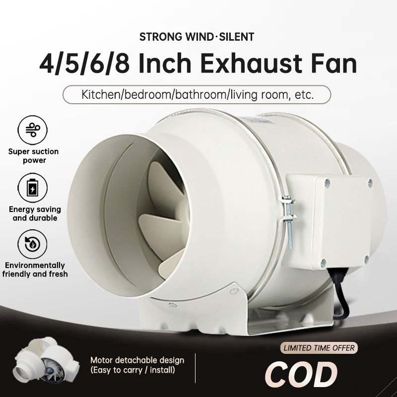Exhaust Fan 4"/ 5"/ 6"/ 8"inch High Suction Power Inline Duct Booster ...