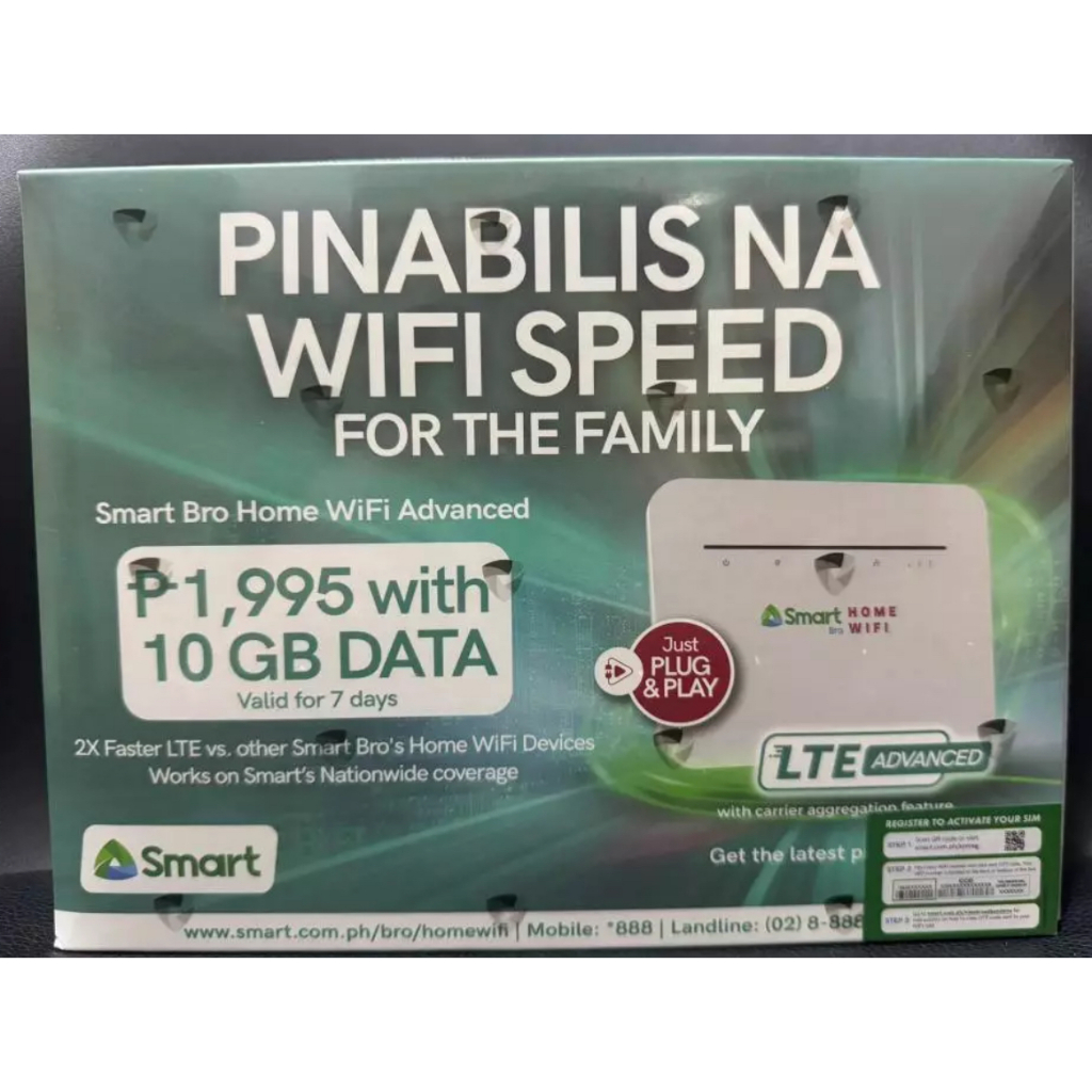 Smart Bro Home WiFi Prepaid CAT 6 LTE-Advanced EVOLUZN 2x faster than Wi-F with FREE 10GB Data ...