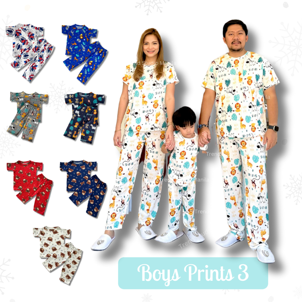 [ BOY PRINTS 3 ] Printed Terno Pajama Family Matchy Outfit Kids and ...