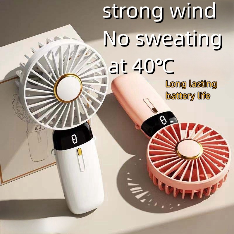 2000mAh digital mini fan 2024 new fan portable handheld folding office ...