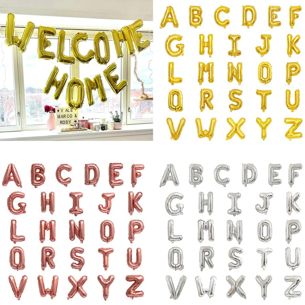 16inch Letter Foil Alphabet Balloon Rose Gold Silver Wedding Birthday ...