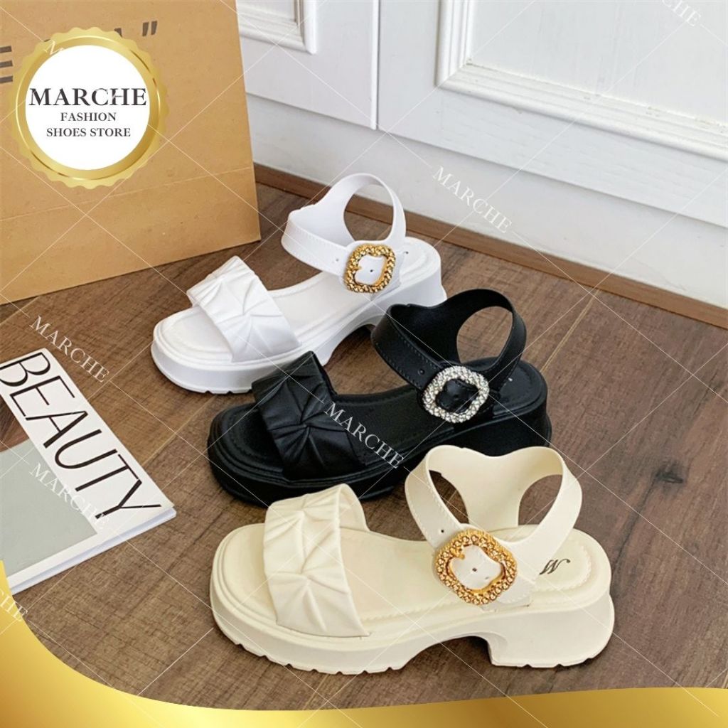 Marche Women's Thick-Heels 2024 Summer New Versatile Fairy Slope Heel ...