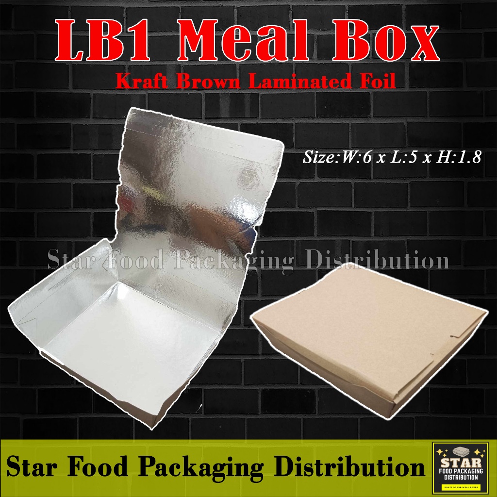 50pcs per pack LB1/Lunch Box Box Kraft Brown and Silver | Shopee ...