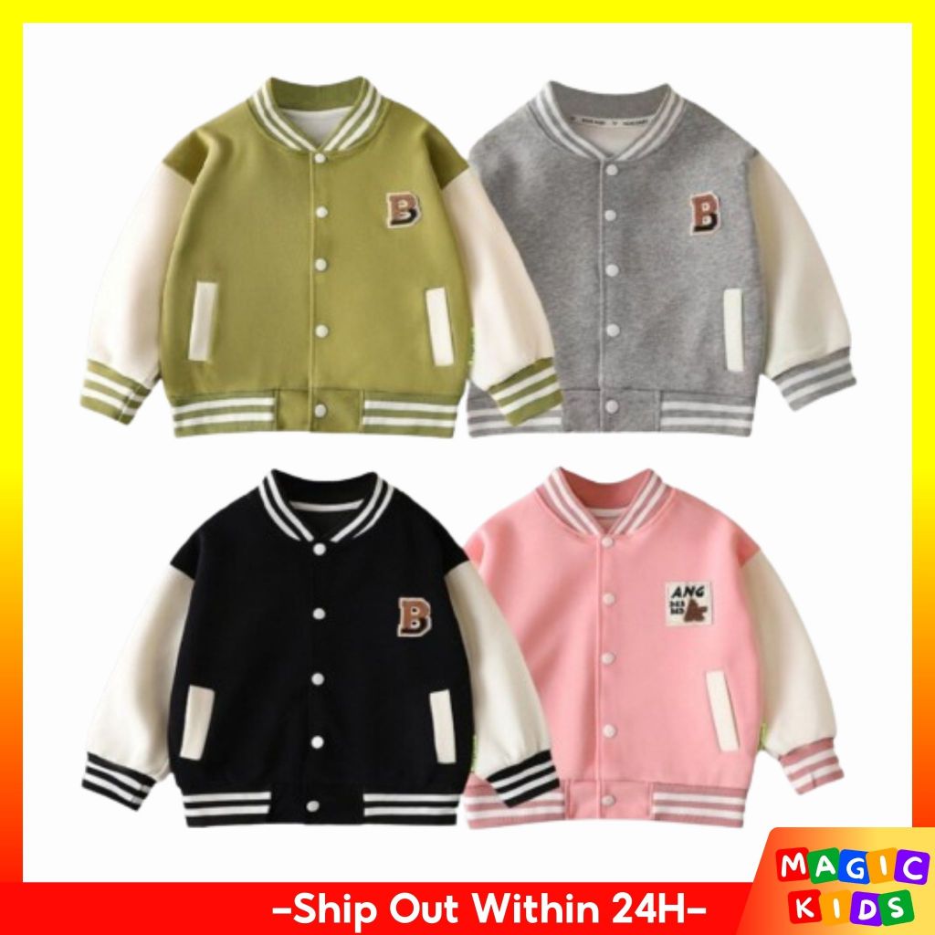 Kids Varsity Jacket Baseball Jackets Letter B Embroidered Design Coat ...