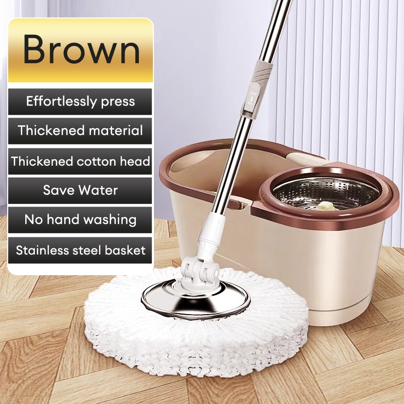 Spin Mop with Spinner and Bucket - Coffee Color, Brown, 1 Quantity ...