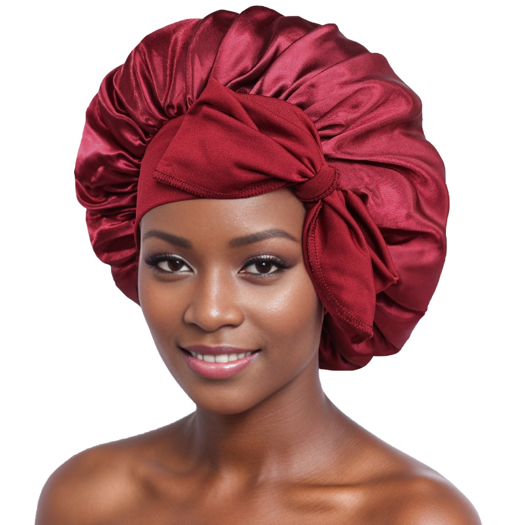 High Elasticity Sleep Cap Long Hair Care Women Sleep Hat Silk Head Wrap ...