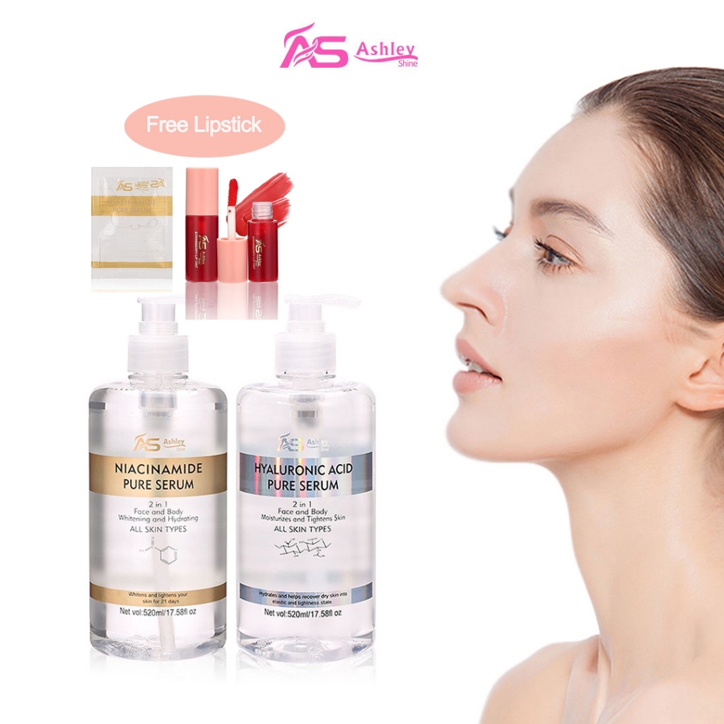 Ashley Shine ACID Hyaluronic+NIACINAMIDE Pure Serum Whitening Moisturizes Skin 520ml*2 AS4023 ...