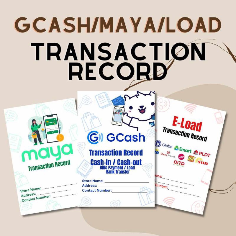GCash Maya Eload Transaction Record Booklet 20pages | Shopee Philippines
