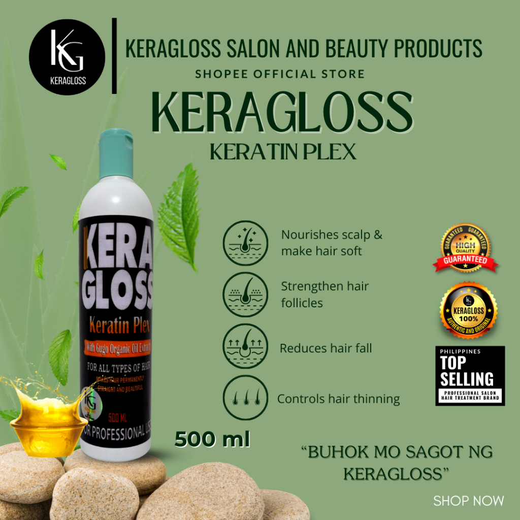 KERA GLOSS Keratin Plex With Gugo Organic Oil Extract 500ml | Shopee ...