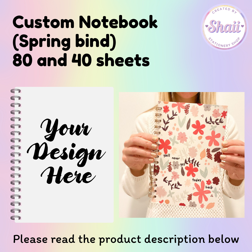 Custom SPRING BIND Notebook: Your Own Design Cover | 80 and 40 sheets ...