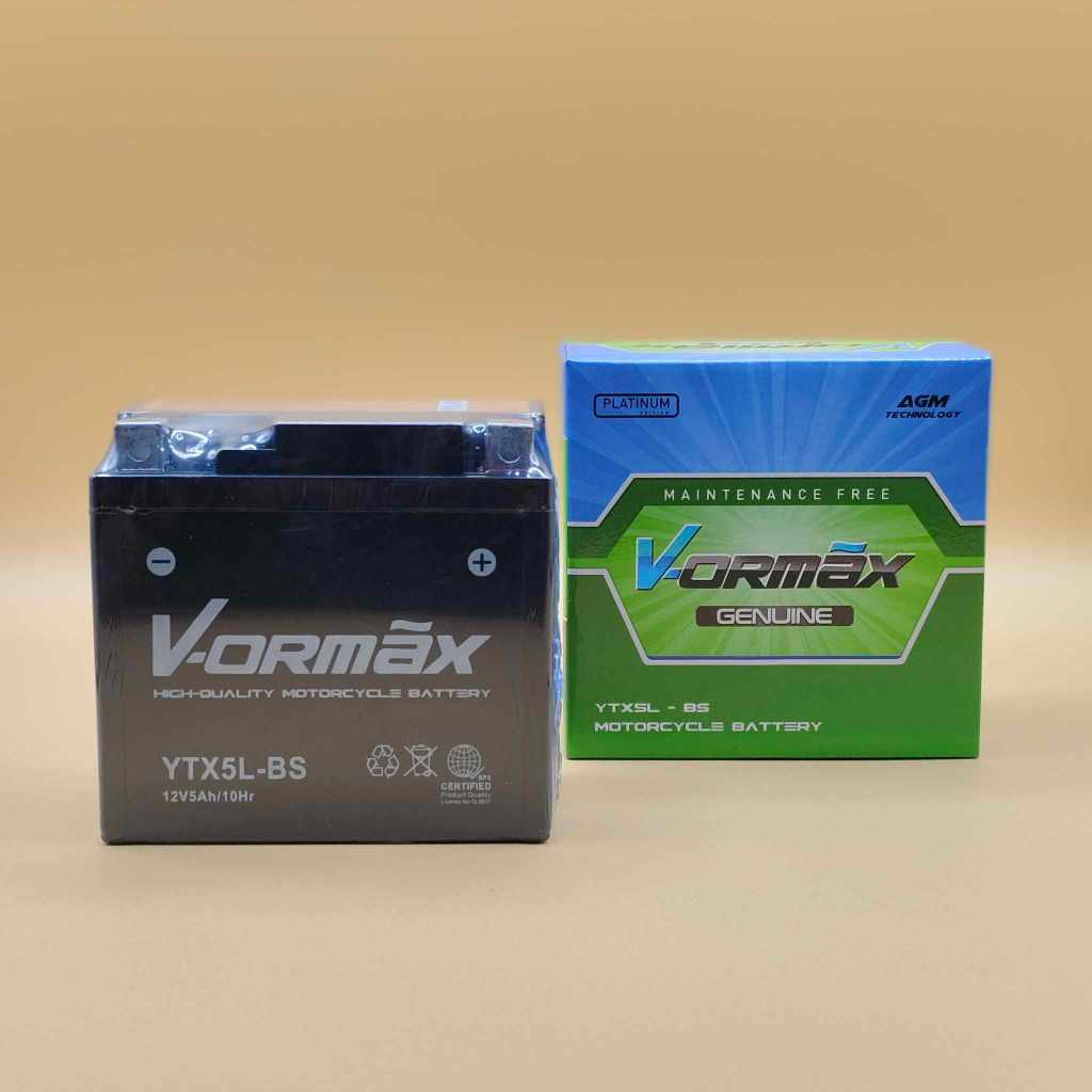 VORMAX YTX5L-BS 12V 5Ah/10Hr Motorcycle Battery High Quality AGM Technology | Shopee Philippines