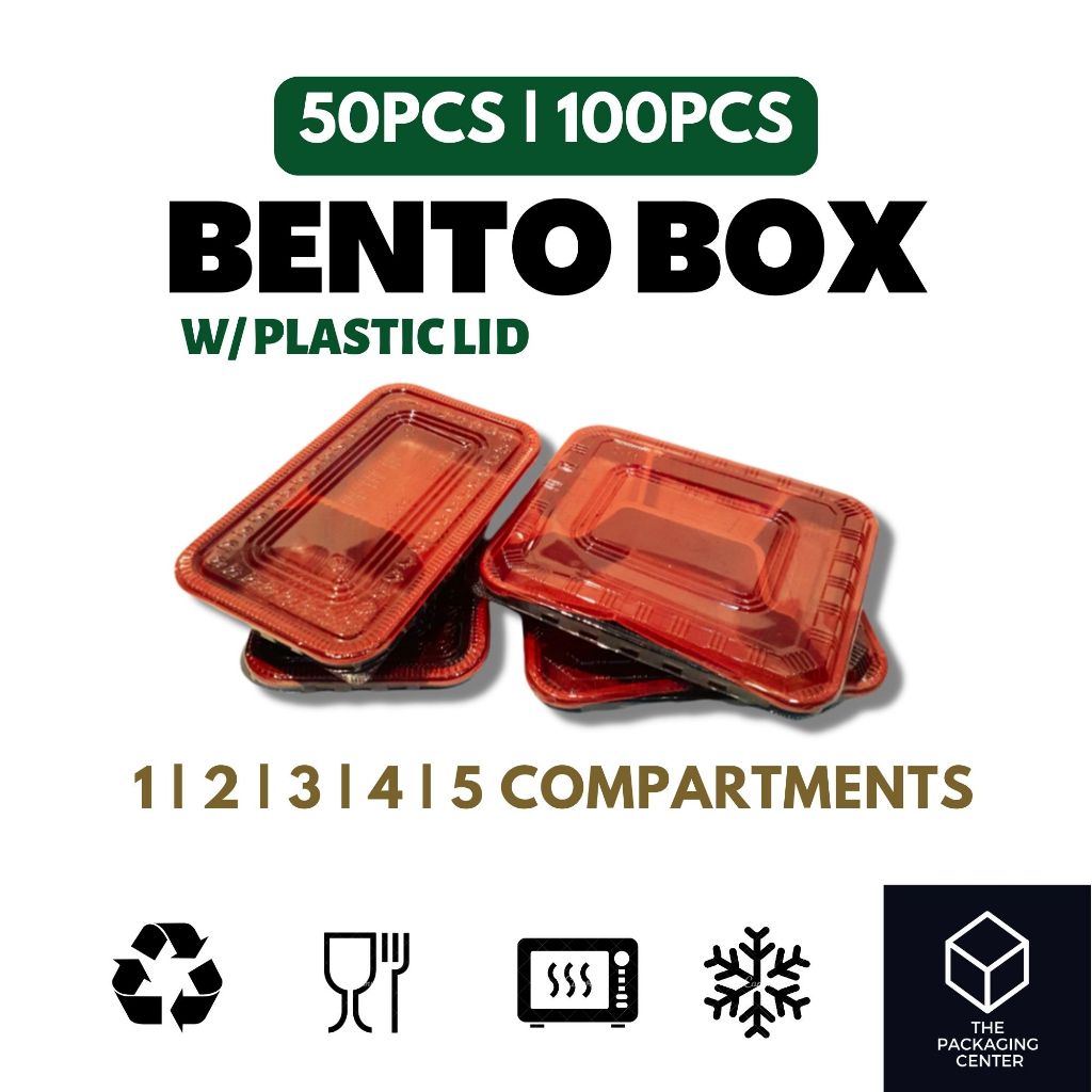 [50's / 100's] 1 / 2 / 3 / 4 / 5 Division Bento Box Tray w/ Plastic Lid ...