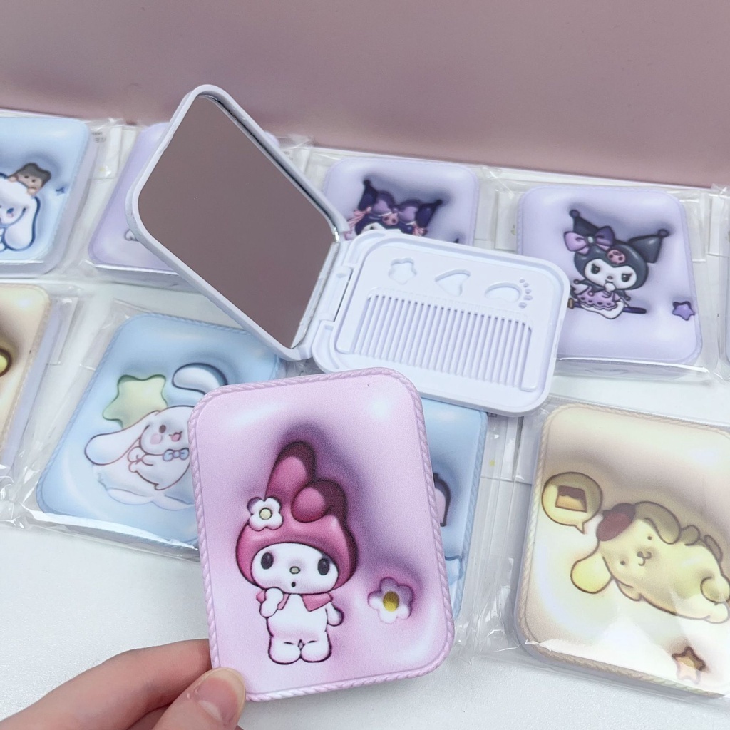 Sanrio Folding Makeup Mirror Comb Set Portable Small Mirror Travel ...