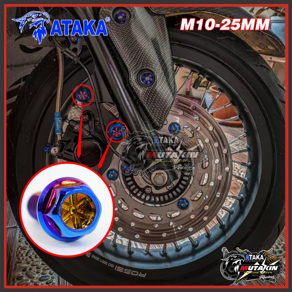 MUTAKIN Stainless Front Caliper Bolts 10*25MM For Nmax/Aerox/M3/Soulty ...