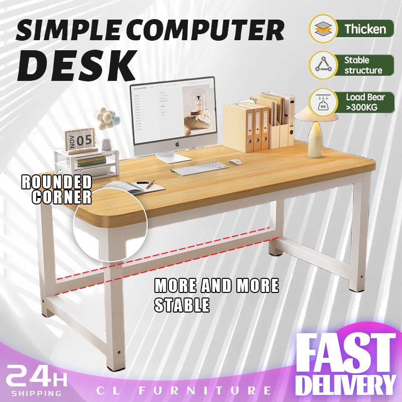 ⭐CL⭐Computer Table 100/120/140CM Wooden Study Desk Dining Table Office ...