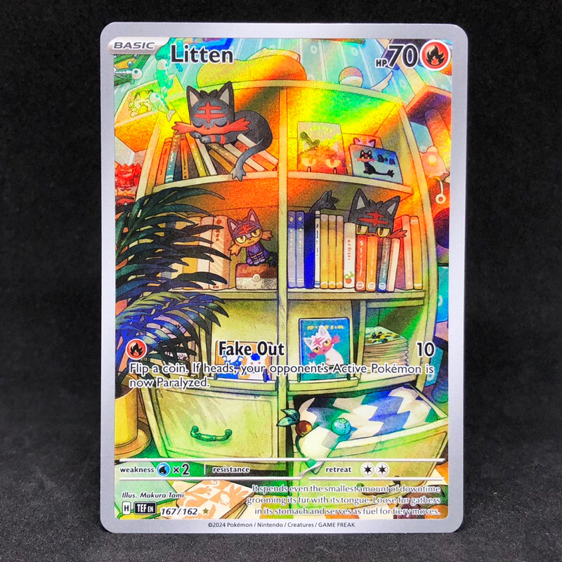 Pokemon TCG Litten Illustration Rare 167/162 2024 Scarlet & Violet Temporal Forces Trading Card ...