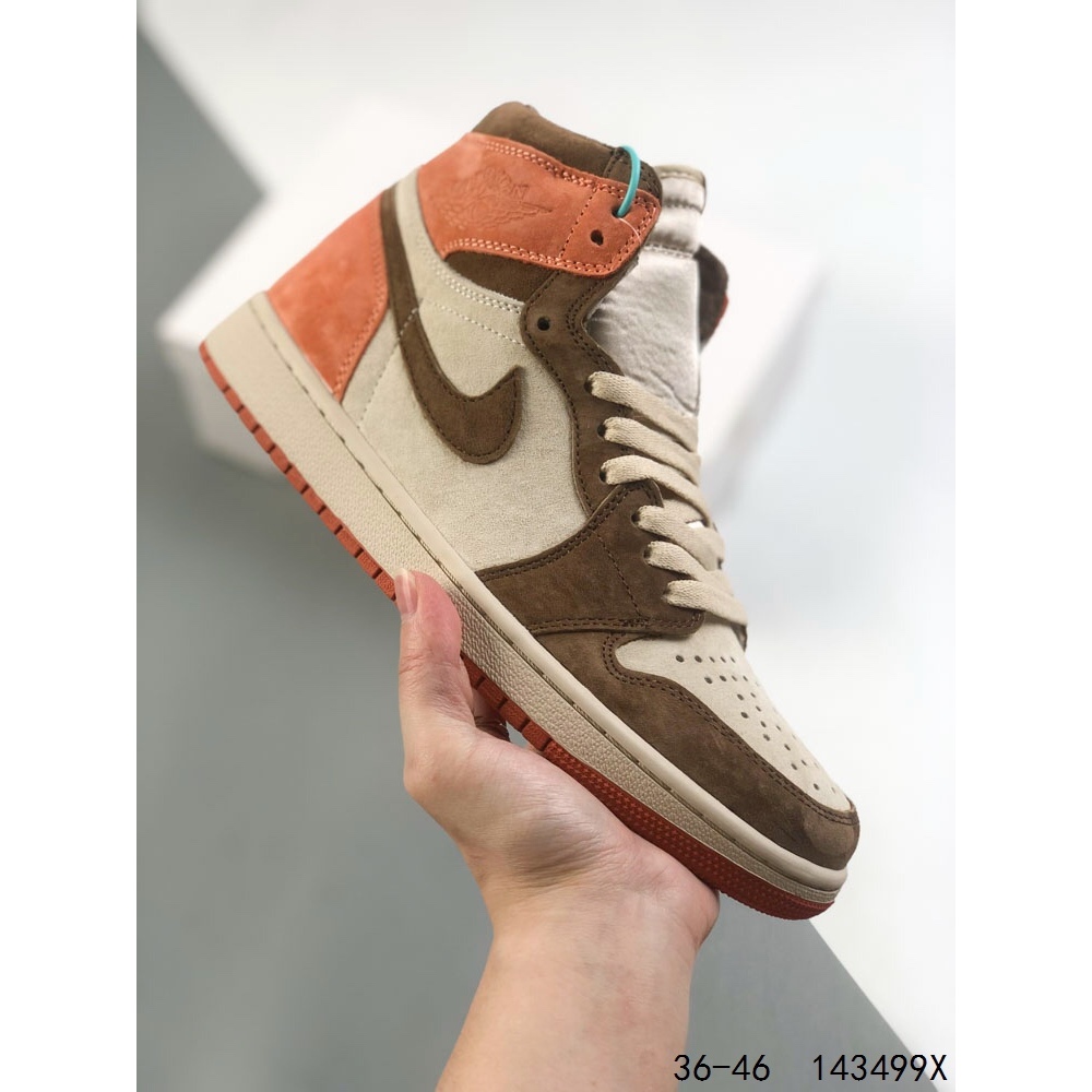 Nike Air Jordan 1 High Casual Sneakers Basketball Shoes Beige Brown ...