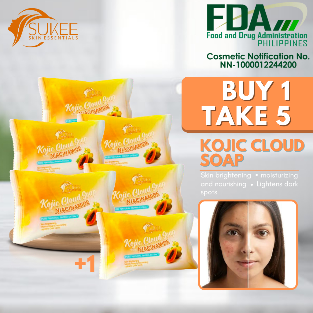 [FDA APPROVED] 1BOX[5PCS]+1PC Sukee Kojic Cloud Soap with Niacinamide ...