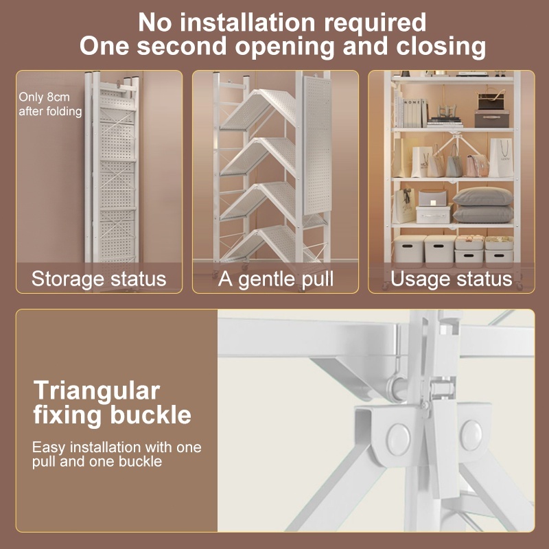Foldable Kitchen Rack organizer Multifunction Foldable Metal Rack ...