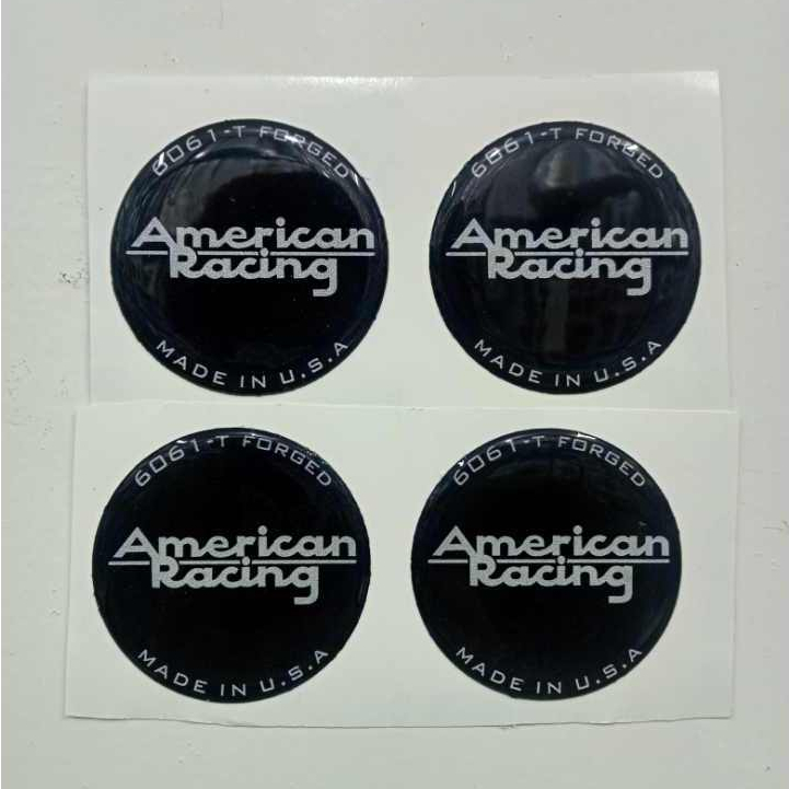 American Racing center cap sticker Silicon/gel type decal Set of 4 ...