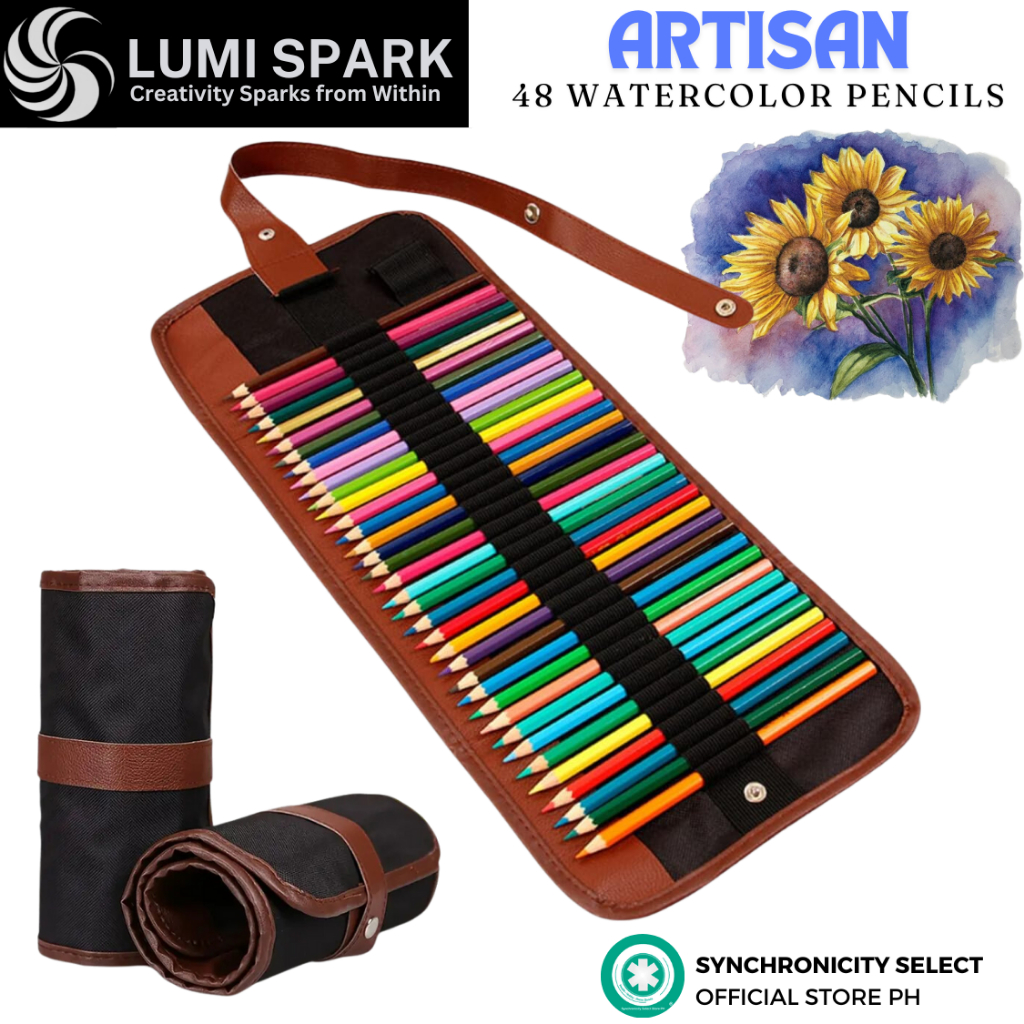 LUMISPARK ARTISAN 48 Colored Watercolor Pencils Set, Portable Canvas ...