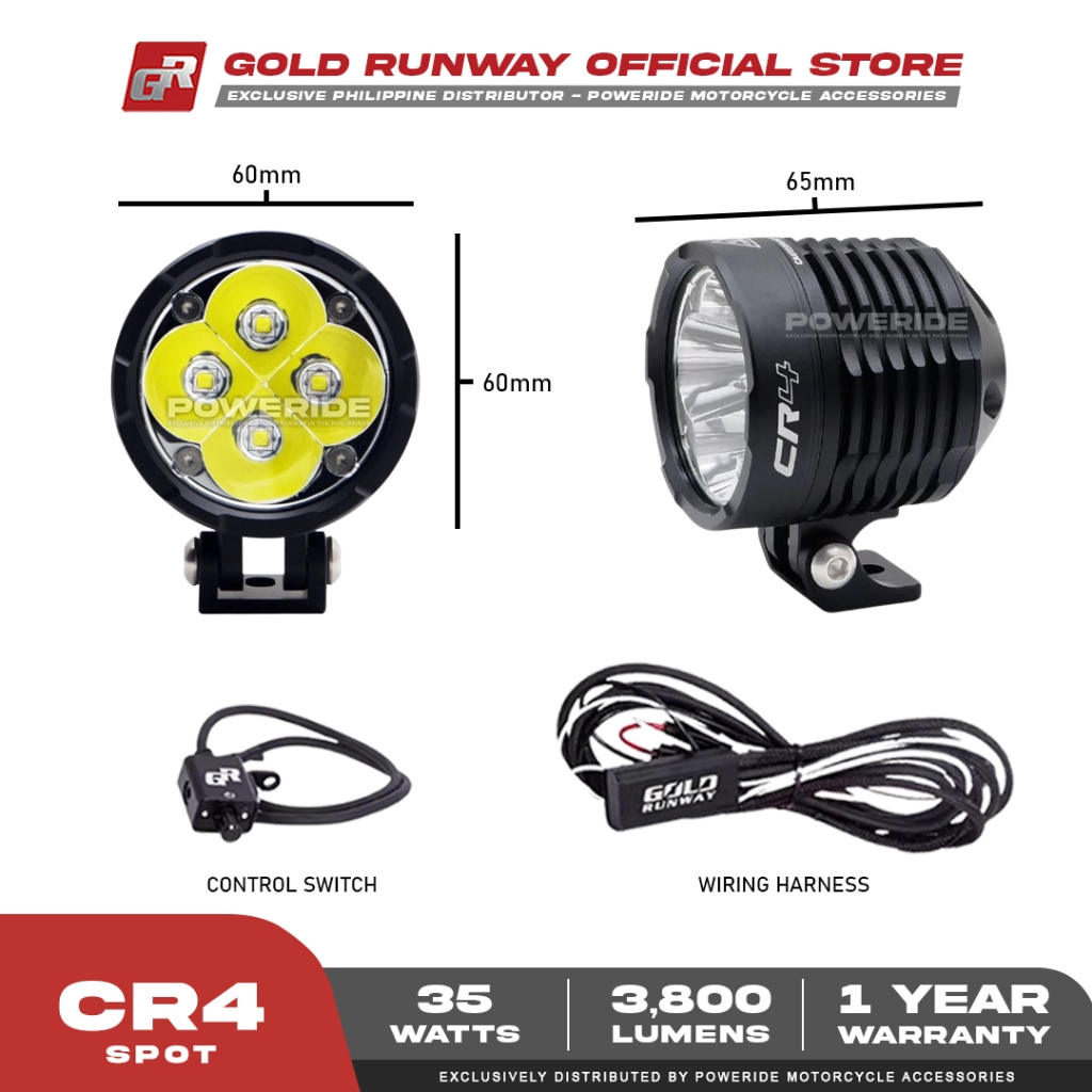 GOLD RUNWAY OFFICIAL STORE 2025 GR-CR4 35watts Motorcycle Auxiliary LED ...