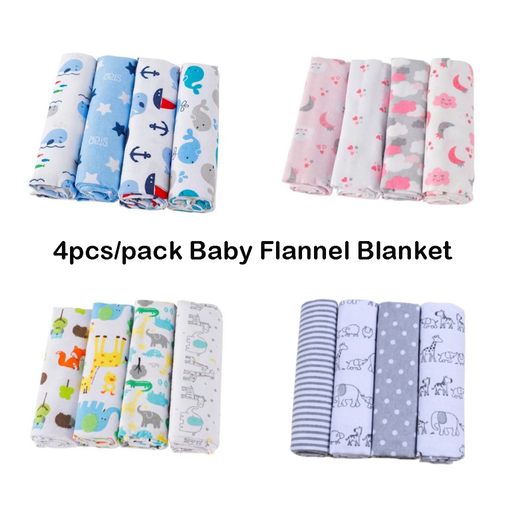 Baby Blanket Flannel 4pcs in 1 Pack Blanket For Baby Towel Recieving ...