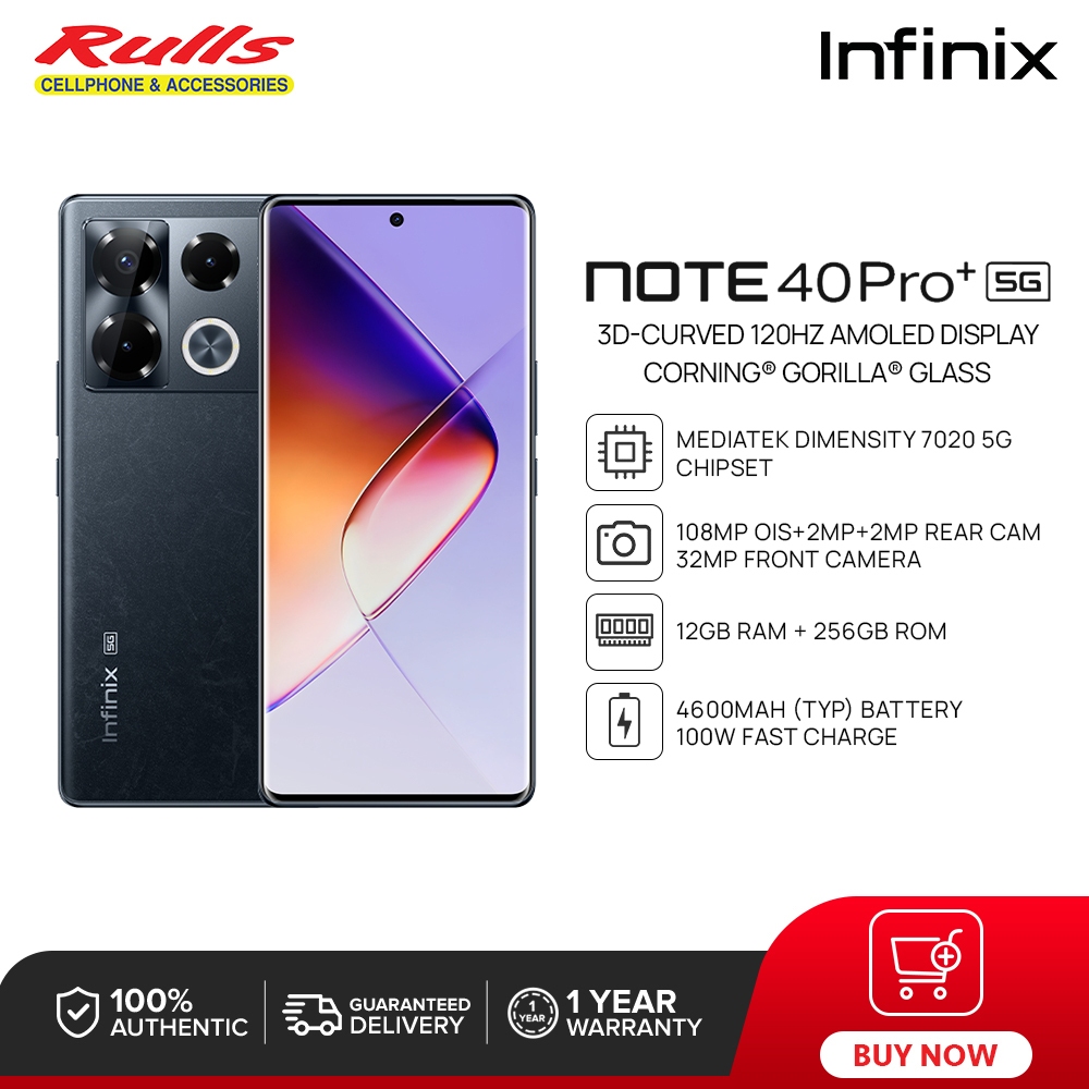 Infinix NOTE 40 Pro+ 5G Smartphone | 12GB+256GB | Dimensity 7020 5G | 108MP OIS Super-Zoom ...