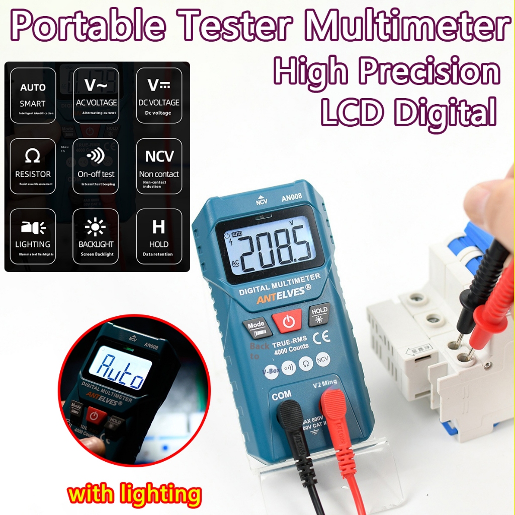 LCD Digital Multimeter Intelligent Multi Tester Multitester with Test ...