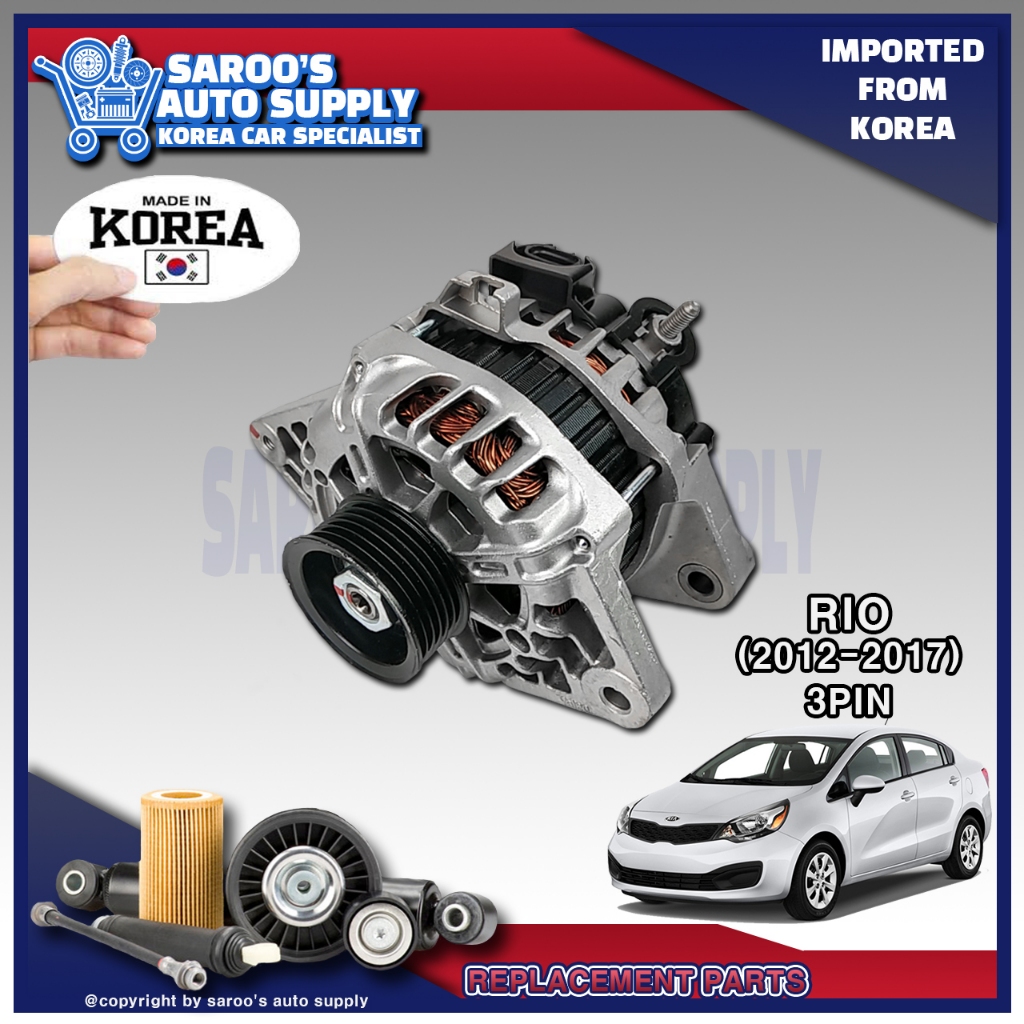 [Gamma] Alternator For Kia Rio , 2012-2018, 3PIN , Made In Korea 37300 ...