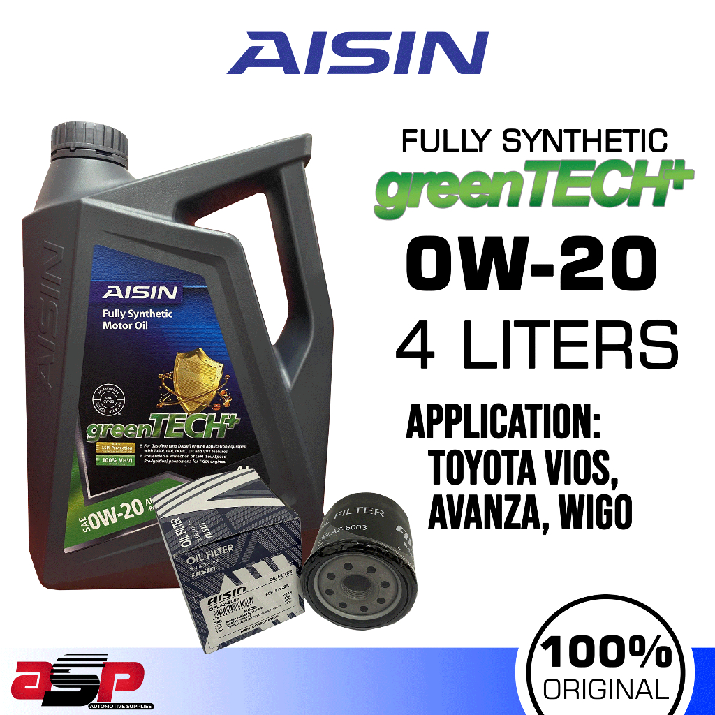 AISIN 0W-20 greenTECH+ Fully Synthetic Engine Oil 4 Liters Bundle for ...