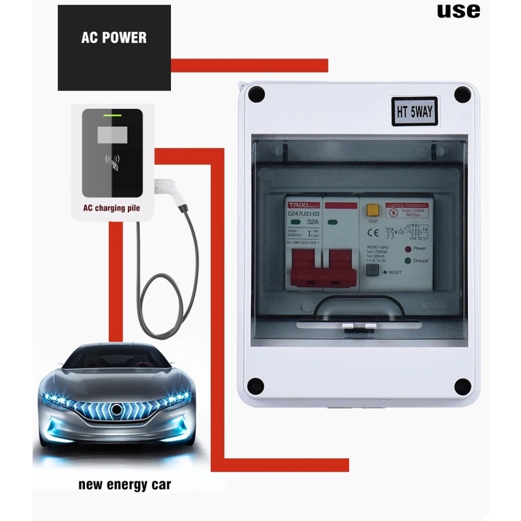 RCD Waterproof Electrical Distribution Box IP65 With AC Circuit Breaker ...