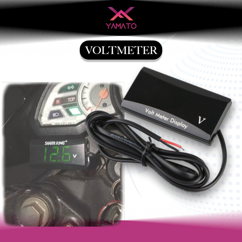 Yamato Motorcycle Car Motorcycle Digital Volt Meter 12V Waterproof ...