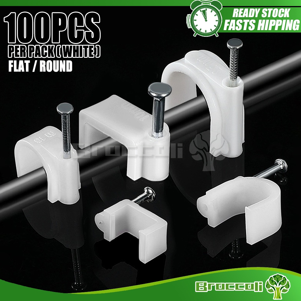 100PCS Cable clamp Cable Clips (PVC Clips) Cable Ethernet TV Telephone Wires Nail Clips | Shopee ...